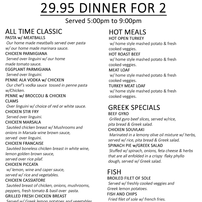 Welcome DIMITRI'S DINER Family Restaurant Order Online, 16 Prospect ...